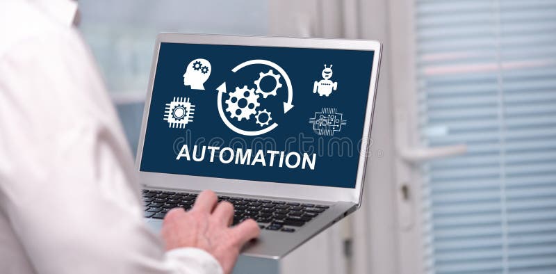 Automation Concept on a Laptop Screen Stock Photo - Image of industry ...