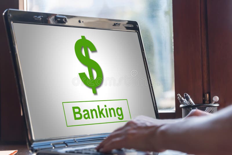 Banking Concept on a Laptop Screen Stock Image - Image of transaction ...