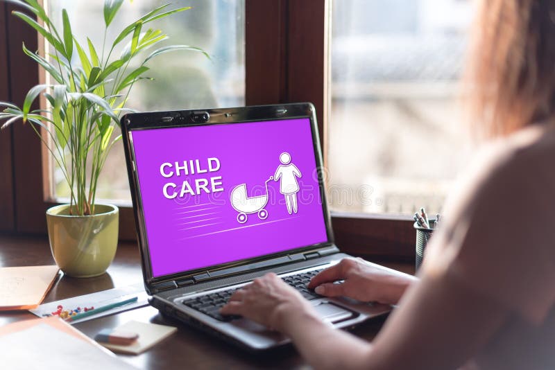 Child Care Concept on a Laptop Screen Stock Image - Image of ...