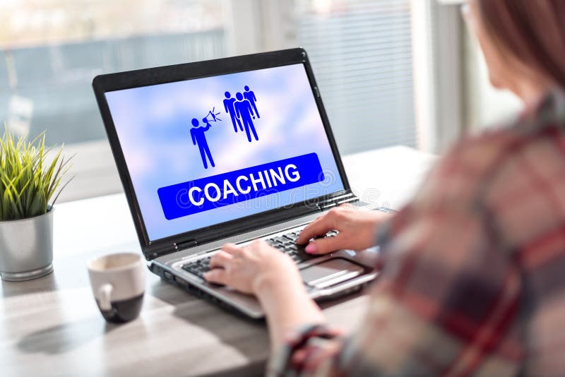 Coaching Concept on a Laptop Screen Stock Illustration - Illustration ...