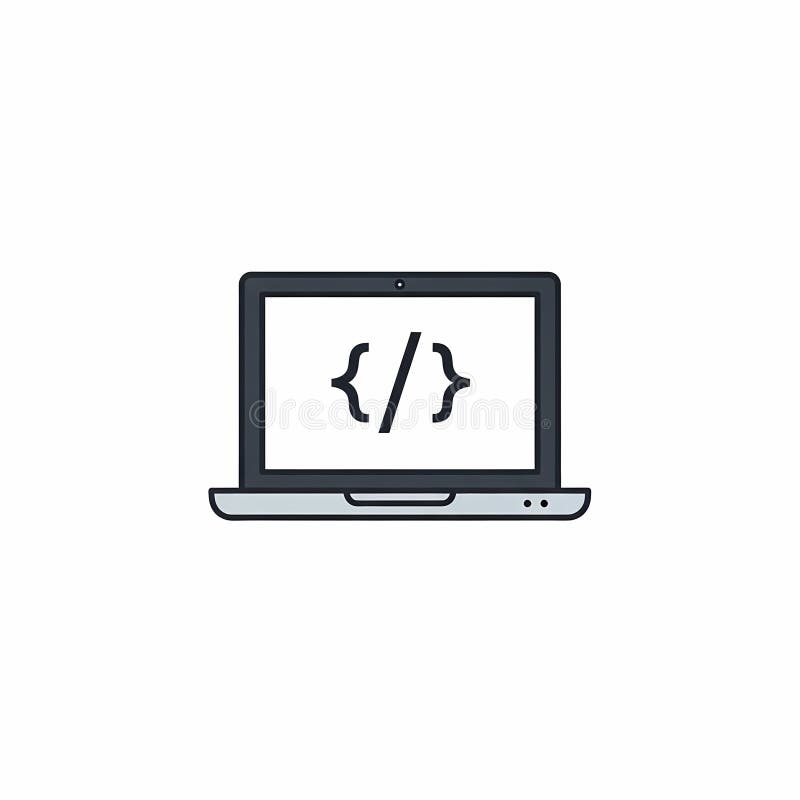 Laptop Screen Displaying Code Braces Stock Illustration - Illustration ...