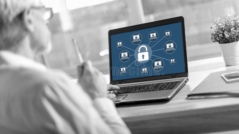 Cyber Security Concept on a Laptop Screen Stock Image - Image of ...