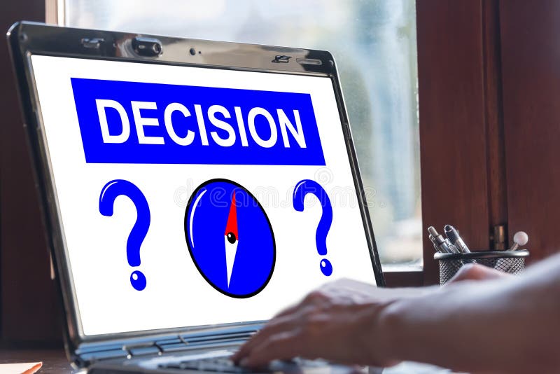 Decision Concept on a Laptop Screen Stock Photo - Image of problem ...