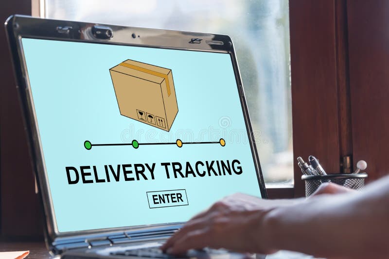 Delivery Tracking Concept on a Laptop Screen Stock Photo - Image of ...