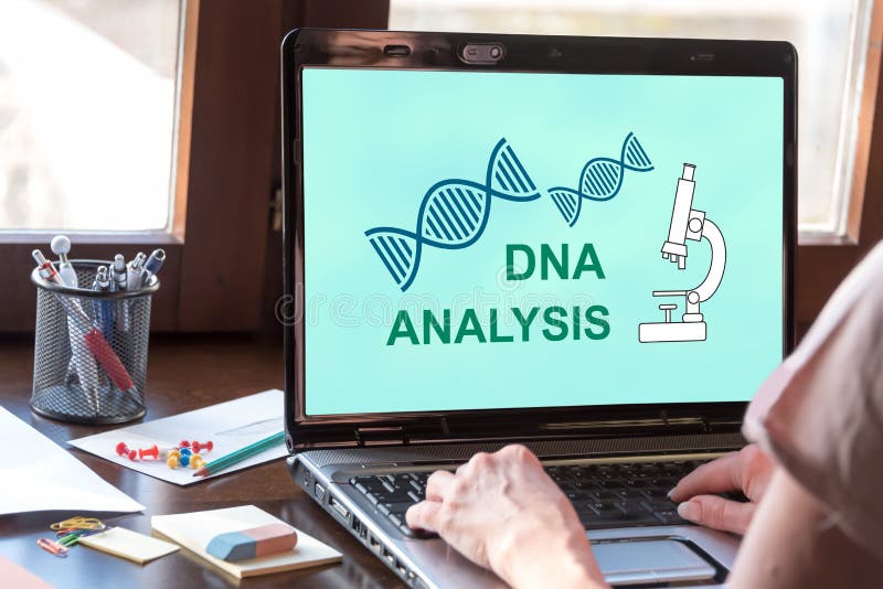 Dna Analysis Concept on a Laptop Screen Stock Image - Image of ...