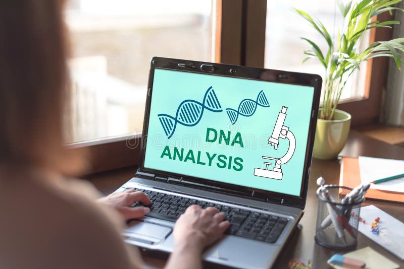 Dna Analysis Concept on a Laptop Screen Stock Image - Image of icon ...