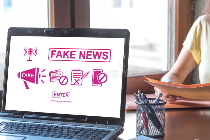 Fake News Concept on a Laptop Screen Stock Image - Image of news ...