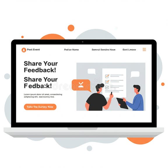 Laptop Screen Displaying a Feedback Form Invitation. the Left Side ...