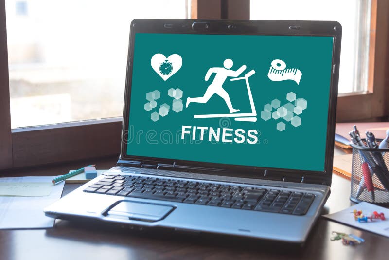 Fitness Concept on a Laptop Screen Stock Photo - Image of body ...