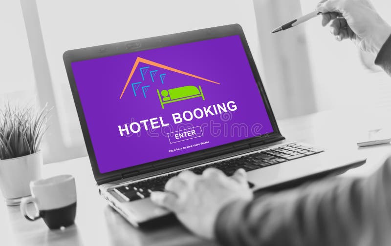 Hotel Booking Concept on a Laptop Screen Stock Photo - Image of ...