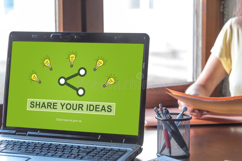 Ideas Sharing Concept on a Laptop Screen Stock Image - Image of ...
