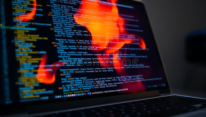 Laptop Screen Displaying Lines of Computer Code Generative AI Stock Illustration - Illustration ...