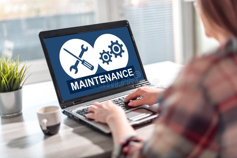 Maintenance Service Concept on a Laptop Screen Stock Photo - Image of ...