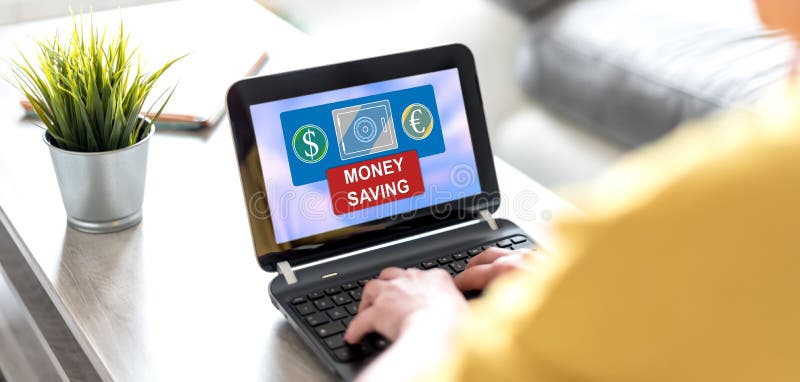 Money Saving Concept on a Laptop Screen Stock Photo - Image of euro ...