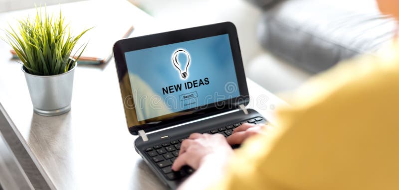 New Ideas Concept on a Laptop Screen Stock Image - Image of invention ...