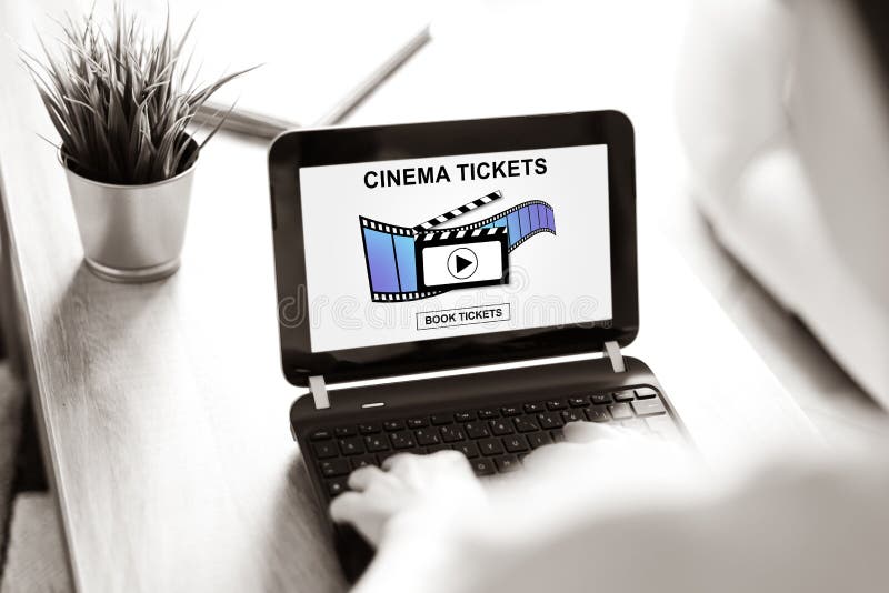 Online Cinema Tickets Booking Concept on a Laptop Screen Stock Photo ...