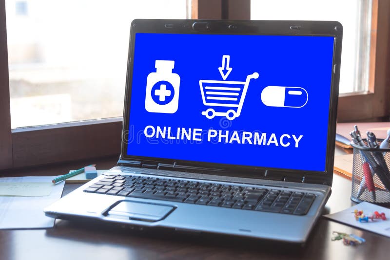 Online Pharmacy Concept on a Laptop Screen Stock Image - Image of ...