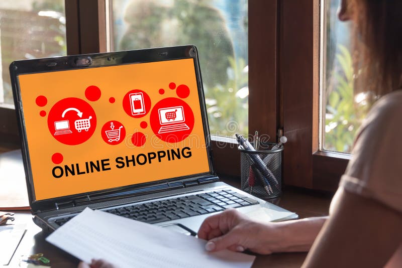 Online Shopping Concept on a Laptop Screen Stock Image - Image of ...