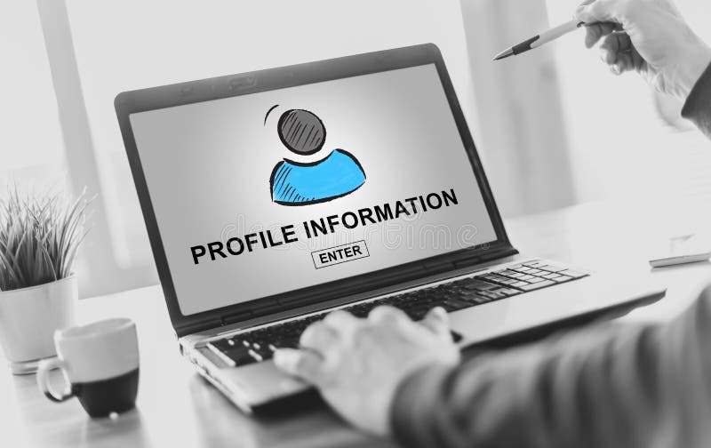 Profile Information Concept on a Laptop Stock Photo - Image of social ...