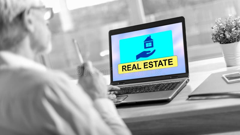 Real Estate Concept on a Laptop Screen Stock Photo - Image of concept ...