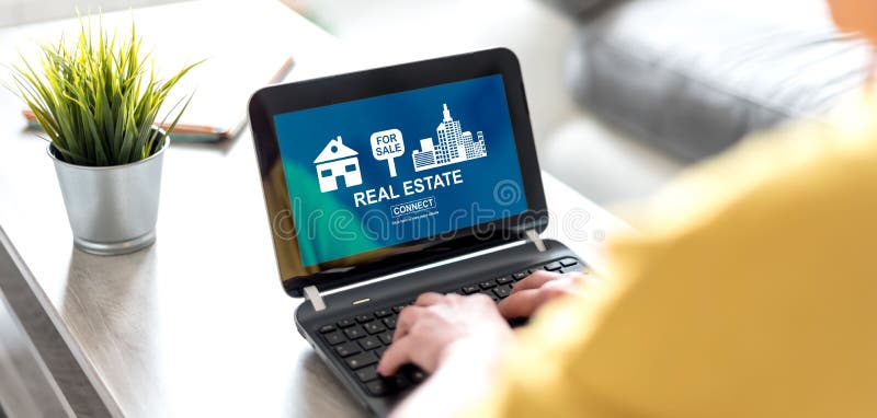 Real Estate Concept on a Laptop Screen Stock Image - Image of estate ...