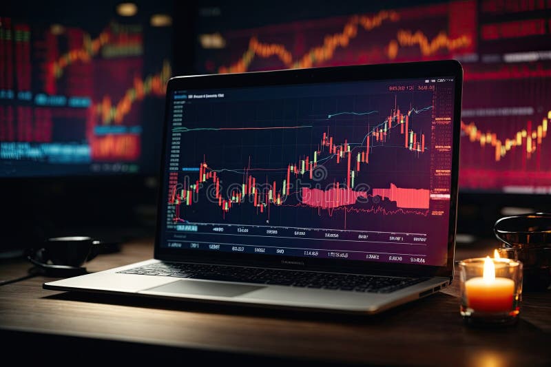 A Laptop Screen Displaying Real-time Forex Charts with Candlestick ...