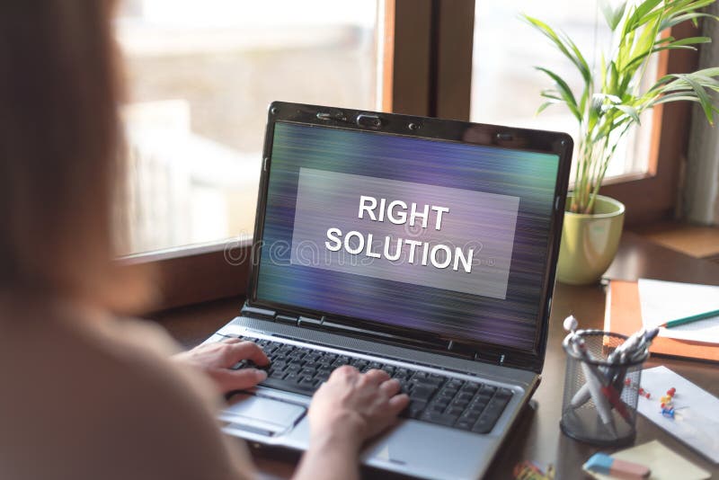 Right Solution Concept on a Laptop Screen Stock Image - Image of ...