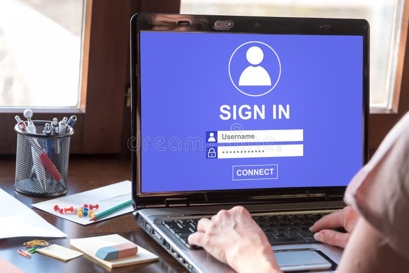 Sign in Concept on a Laptop Screen Stock Image - Image of login, online ...