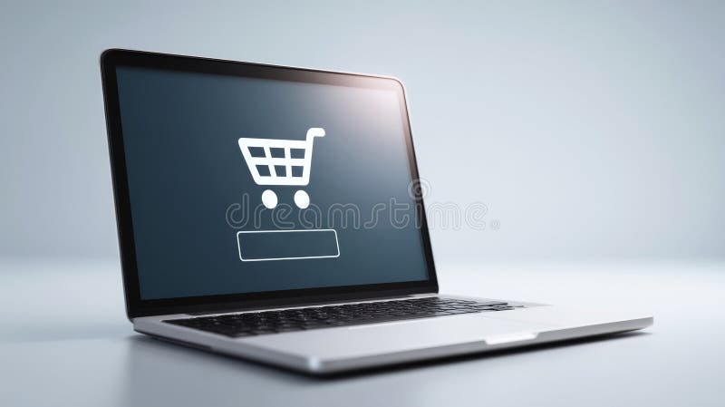 Laptop Screen Displaying a Simple Shopping Cart Interface with a ...