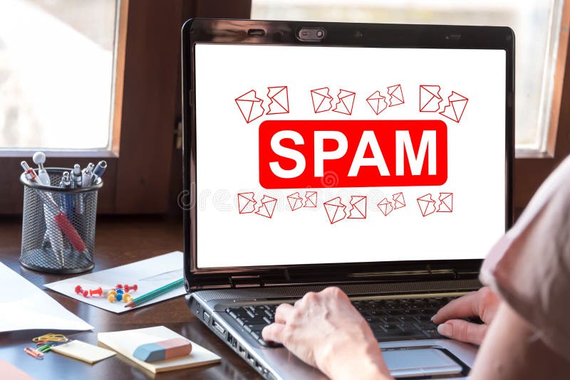 Spam Concept on a Laptop Screen Stock Image - Image of laptop ...