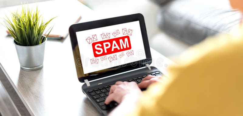 Spam Concept on a Laptop Screen Stock Image - Image of hacker, virus ...