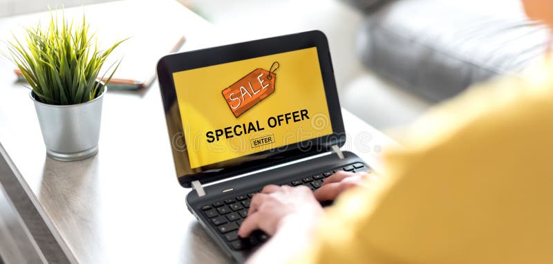 Special Offer Concept on a Laptop Screen Stock Image - Image of shop ...