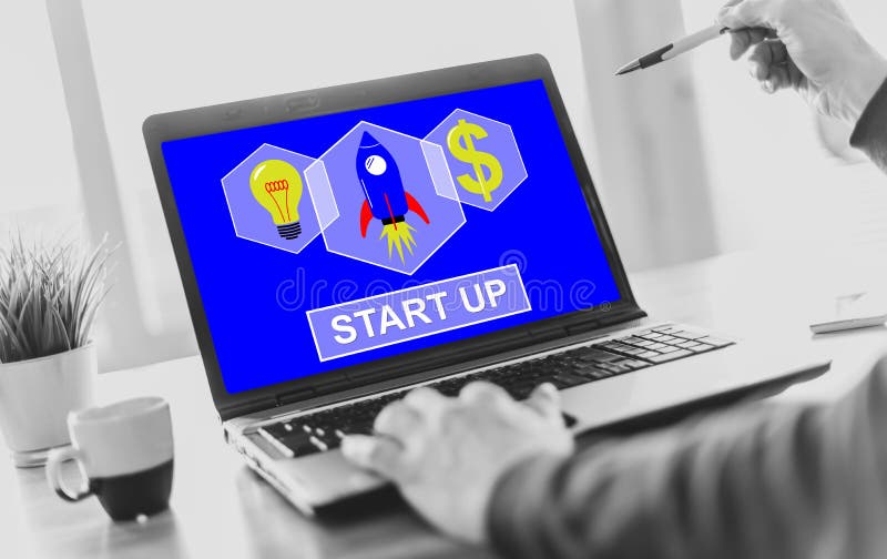 Start Up Concept on a Laptop Screen Stock Image - Image of idea ...