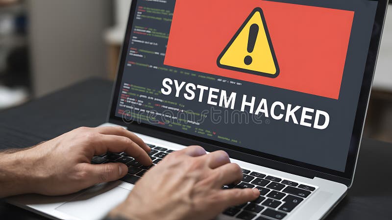 System Hacked Warning stock photo. Image of attack, cybersecurity ...