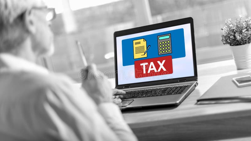 Tax Concept on a Laptop Screen Stock Image - Image of government ...