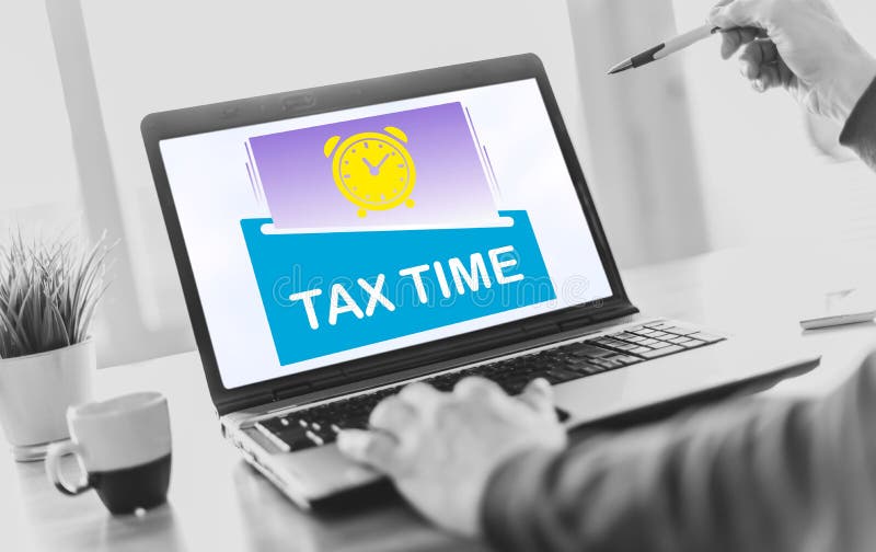 Tax Time Concept on a Laptop Screen Stock Image - Image of laptop ...