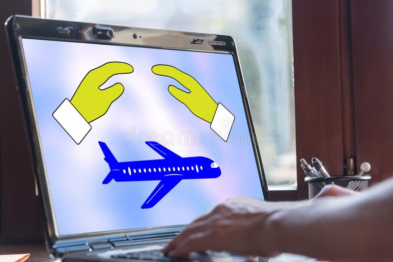 Travel Insurance Concept on a Laptop Screen Stock Photo - Image of sign ...