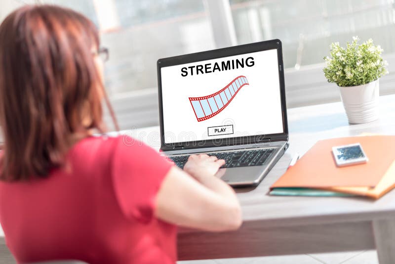 Video Streaming Concept on a Laptop Screen Stock Photo - Image of ...