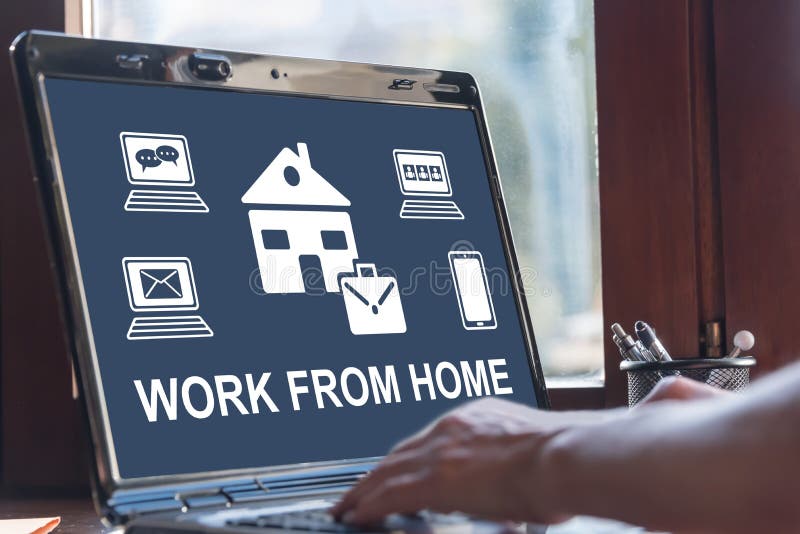 Work from Home Concept on a Laptop Screen Stock Image - Image of social ...