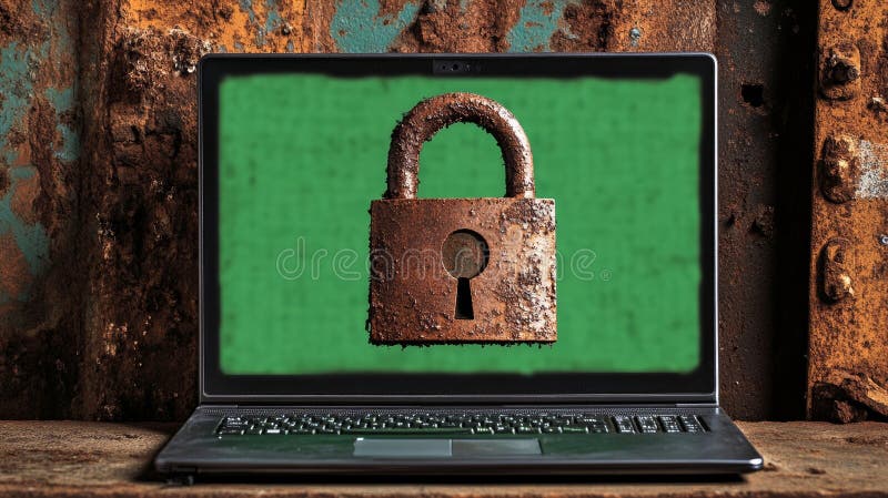 Ransomware Attack Laptop Locked with Padlock Demanding Payment for Data ...