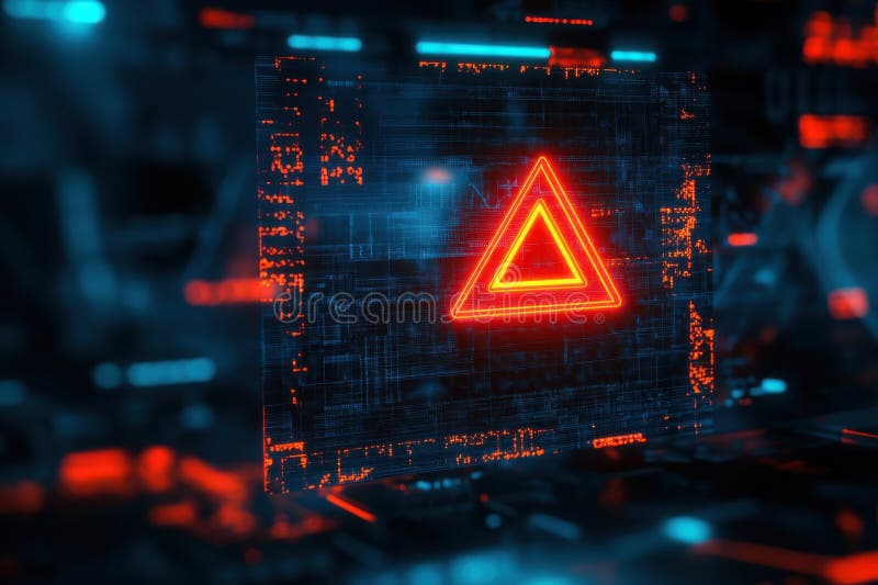 A Laptop Screen Displays a Red Warning Symbol, Representing a Potential ...