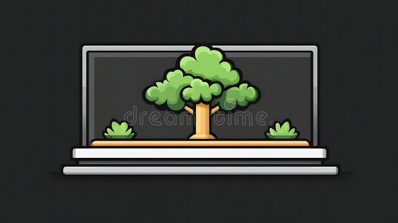 Laptop Screen Displays a Tree and Small Plants Stock Photo - Image of ...