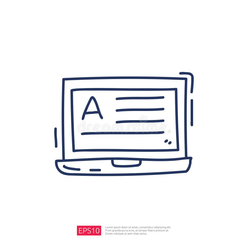 Laptop Screen Doodle Line Icon Stock Vector - Illustration of keyboard ...