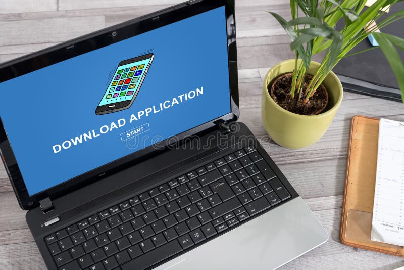 Download Application Concept on a Laptop Stock Photo - Image of mobile ...
