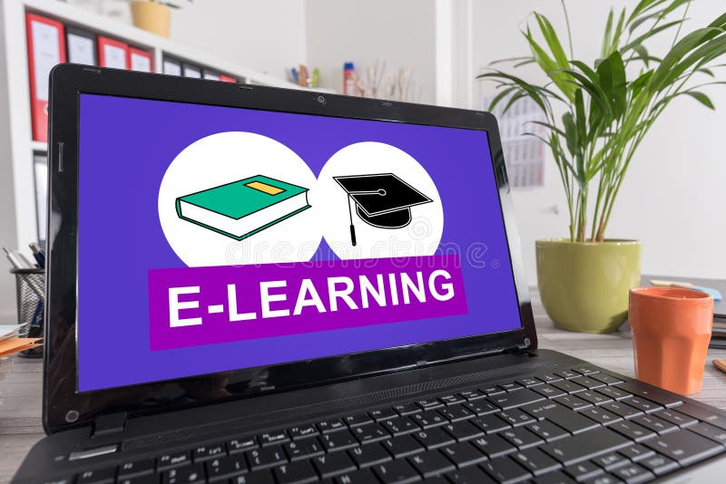 E-learning Concept on a Laptop Stock Image - Image of university ...