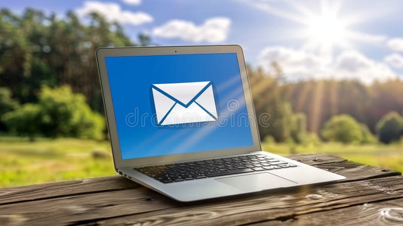 Laptop Screen with Email Interface for Sending and Receiving Electronic ...