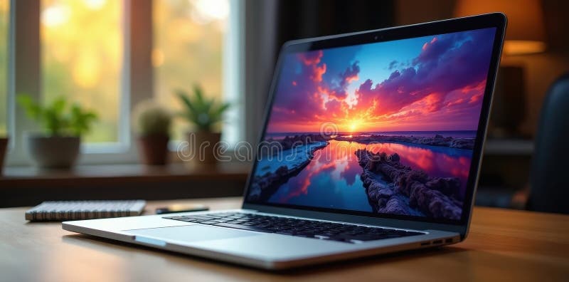 Laptop Screen, Home Office, Over Shoulder View, Internet, Indoors ...