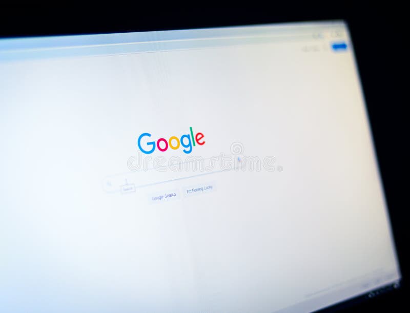 Laptop Screen with a Home Page of the Google Chrome Search Engine ...