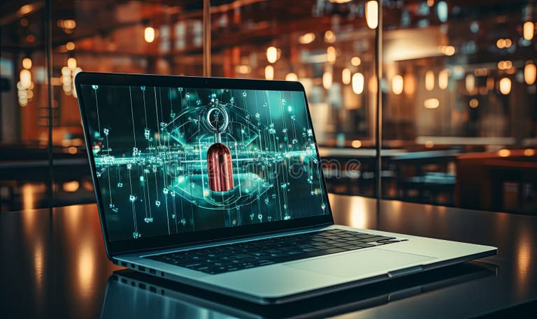 Laptop Screen Locked with Security Lock Stock Image - Image of symbol ...