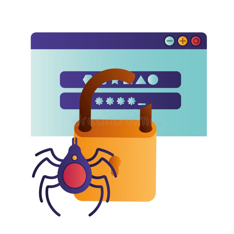 Laptop Screen with Open Window and Password Icon Isolated Stock Vector ...